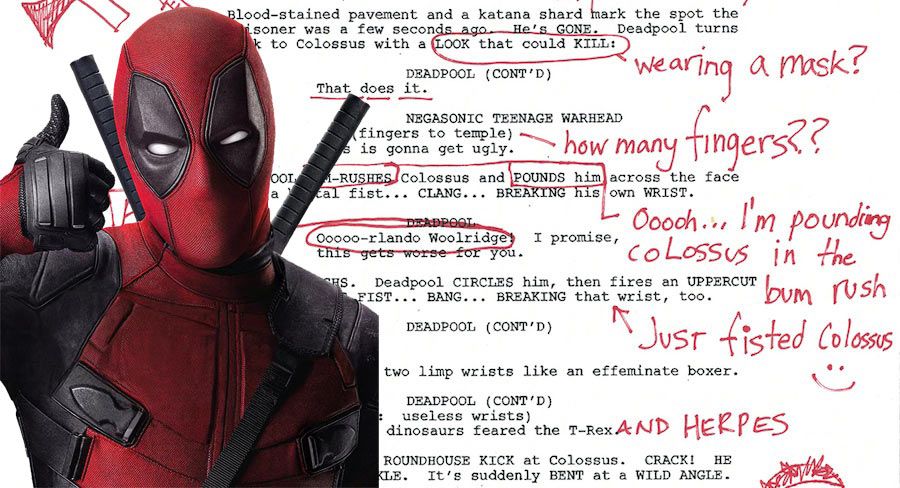 Deadpool Shares His Notes on a Page from the "Deadpool" Script